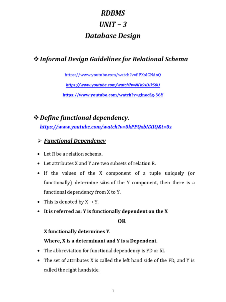 RDBMS_UNIT3_FDs_NORMALIZATION | PDF | Databases | Information Retrieval