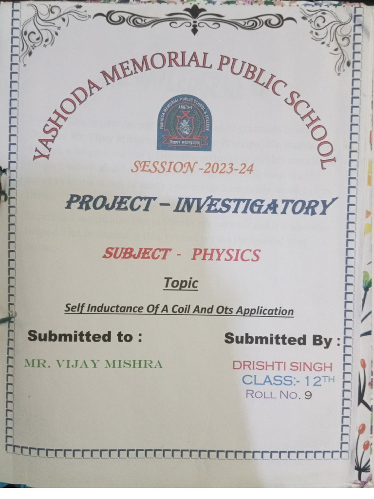Physics Investigatory File.. Self Inductance | PDF