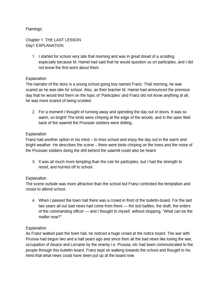 The-Last-Lesson-Explanation- | PDF