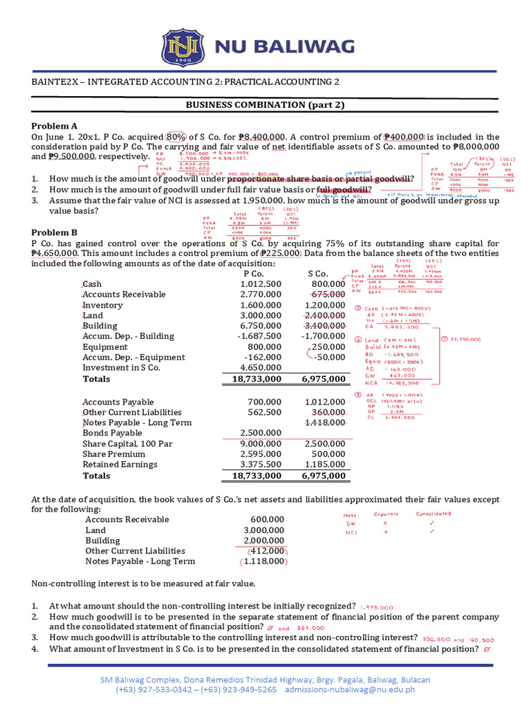 Module 06 - Business Combination - Part 4 | PDF | Balance Sheet | Goodwill (Accounting)