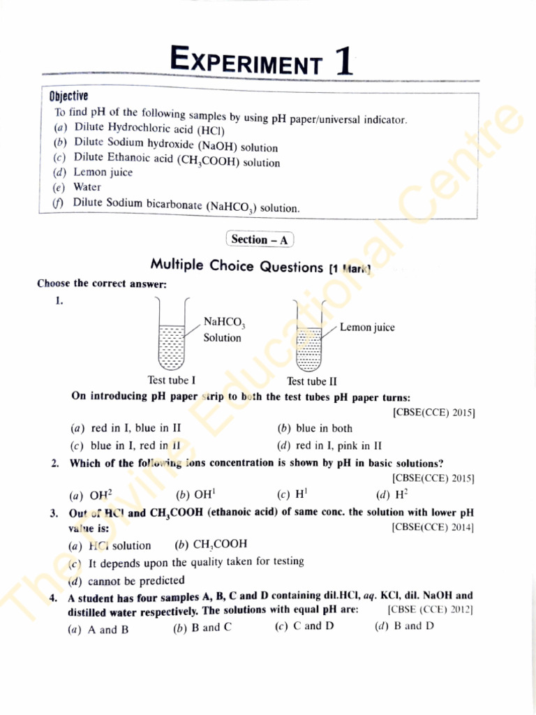 Class 10th Practical Based Questions of Chemistry...... | PDF | Sodium ...