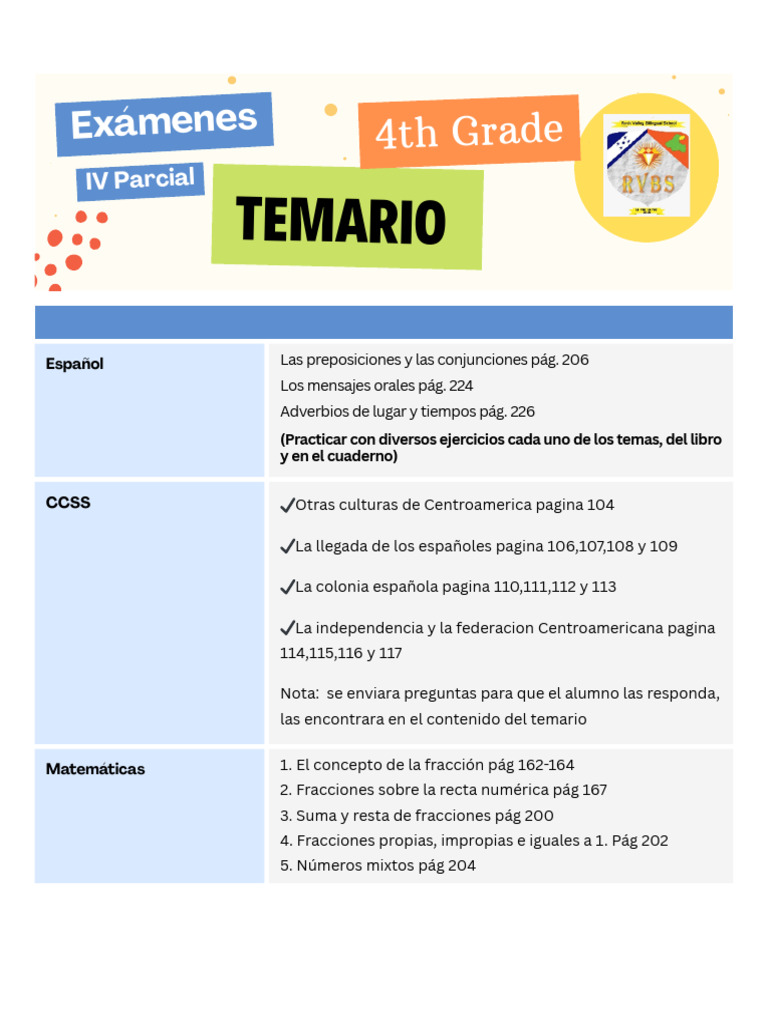 Temario Exámenes IV Parcial 4th - 20240601 - 134454 - 0000 | PDF