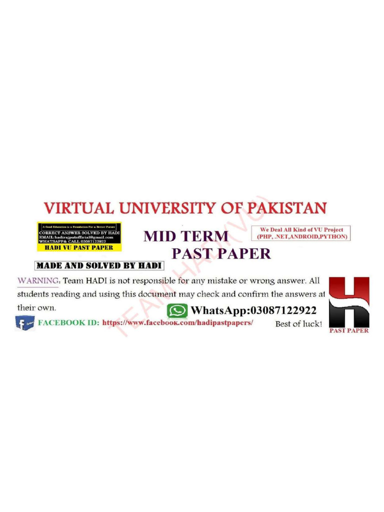 Mth101 Midterm File 3 Solved by Team Hadi | PDF