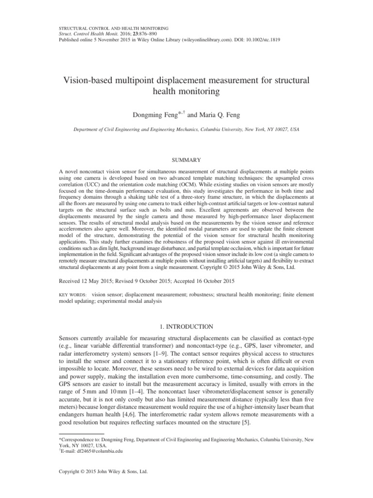 2. Vision‐based multipoint displacement measurement for structural health monitoring | PDF ...