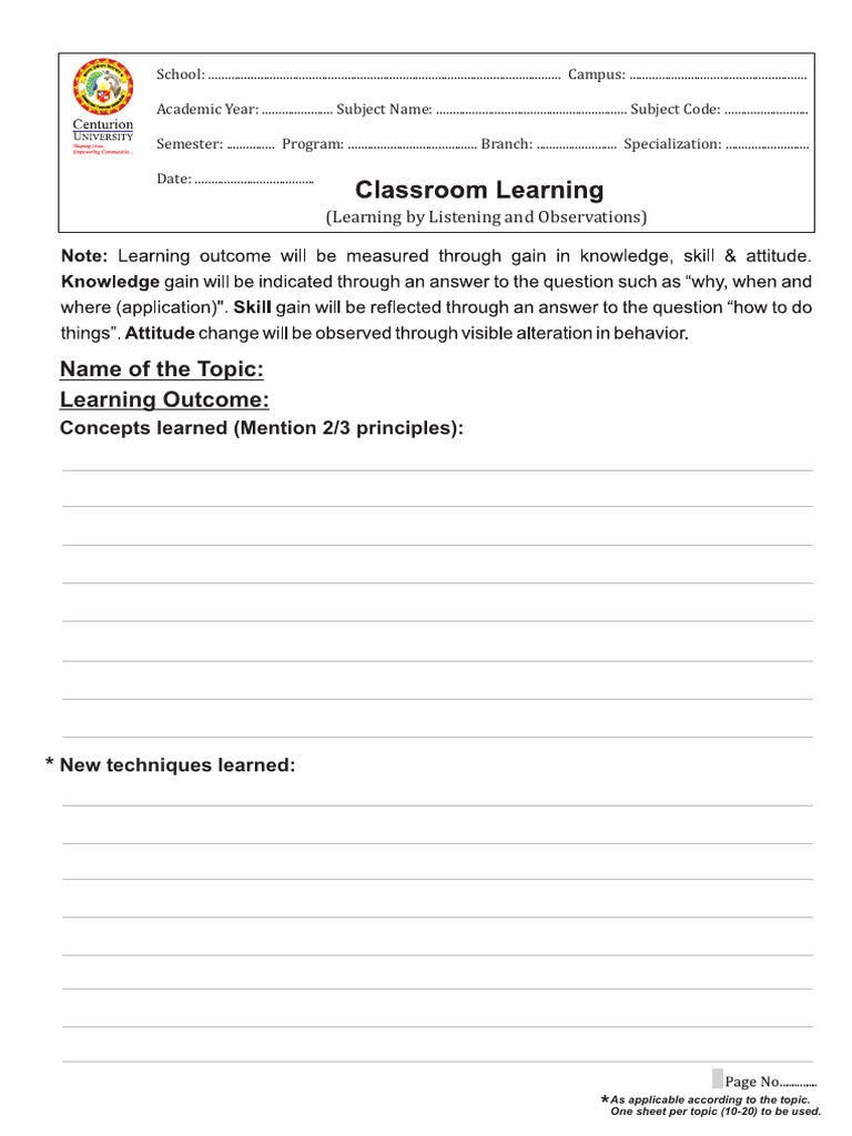 Record of Classroom Learning Theory - MOOC - A4 - 2pgs | PDF