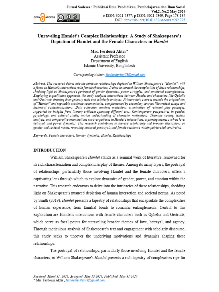 Unraveling Hamlets Complex Relationships A Study | PDF | Hamlet | Gender