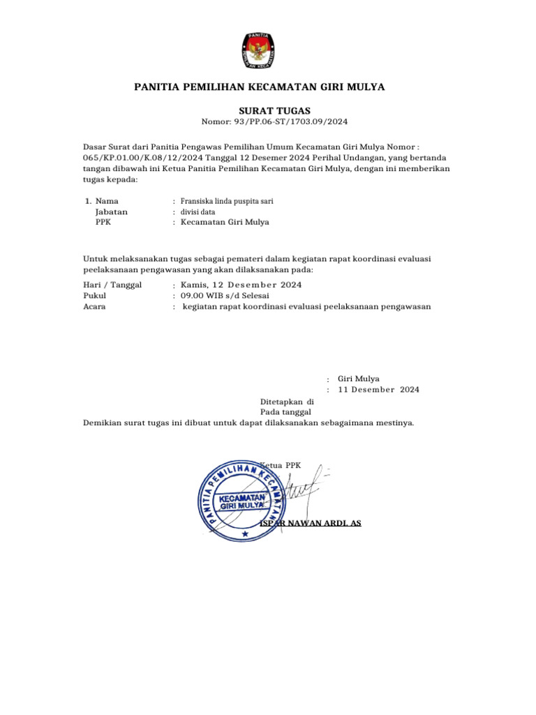 Surat Tugas PPK | PDF