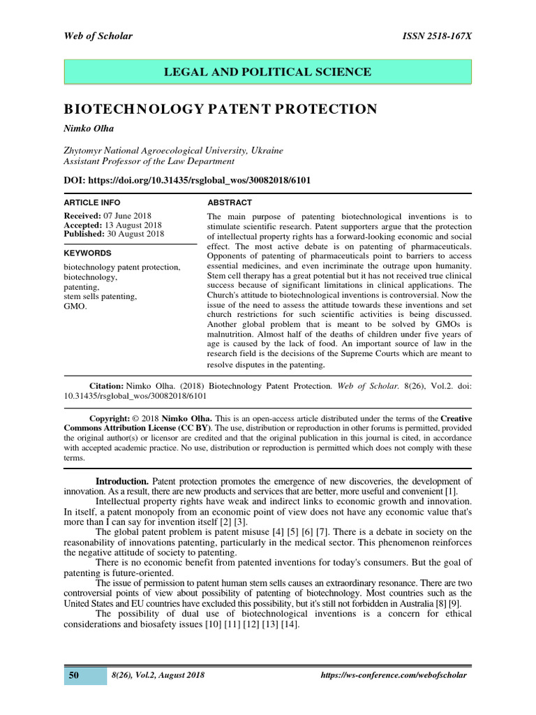 BIOTECHNOLOGY_PATENT_PROTECTION | PDF | Biotechnology | Patent