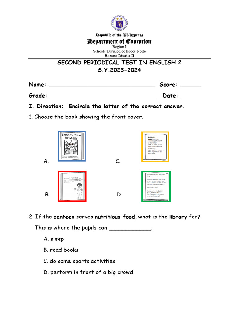 2nd PT English 2 Ready To Print 1 | PDF