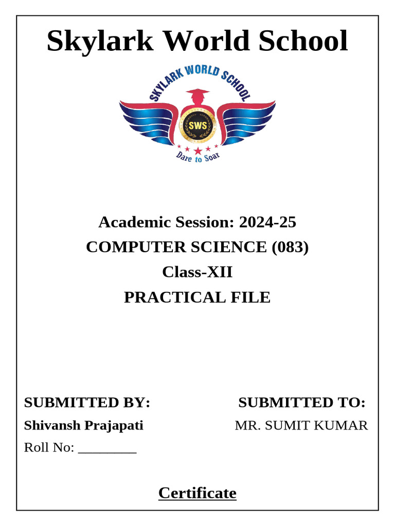 Class 12 Computer Science Practical | PDF