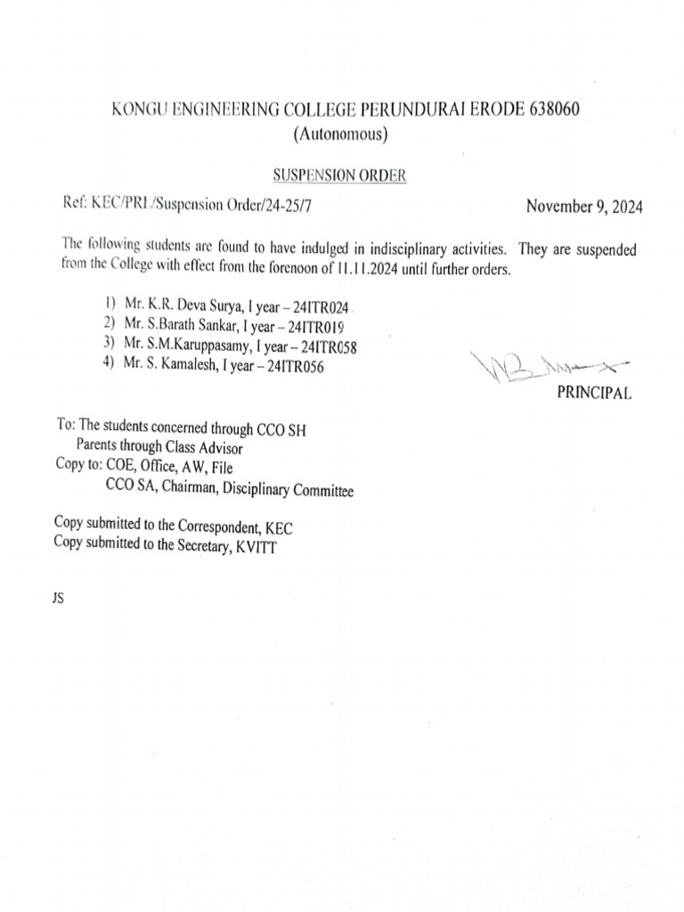 Suspension Order | PDF