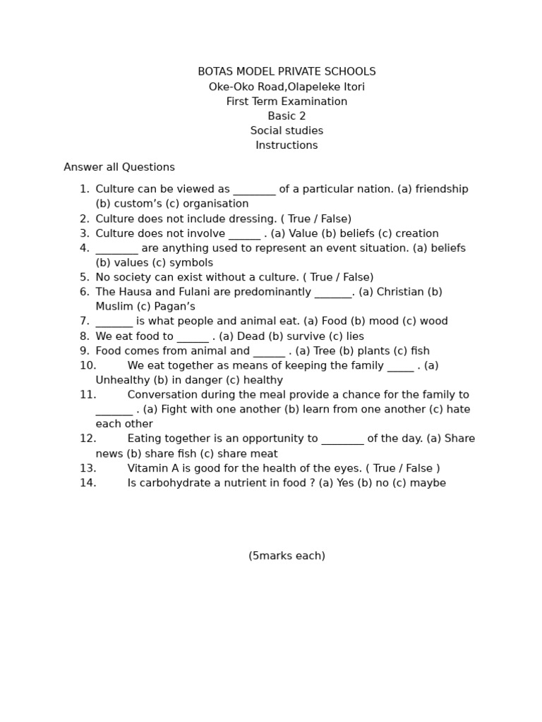 Basic 2 Social Studies Exam Guide | PDF