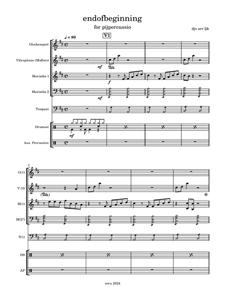 End of Beginning (For Mallet Percussion) | PDF | Music Technology ...