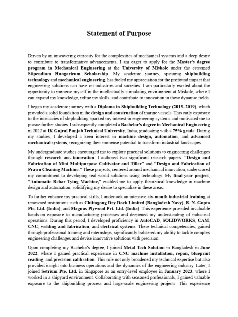 Statement of Purpos Hyeder | PDF | Sustainability | Engineering