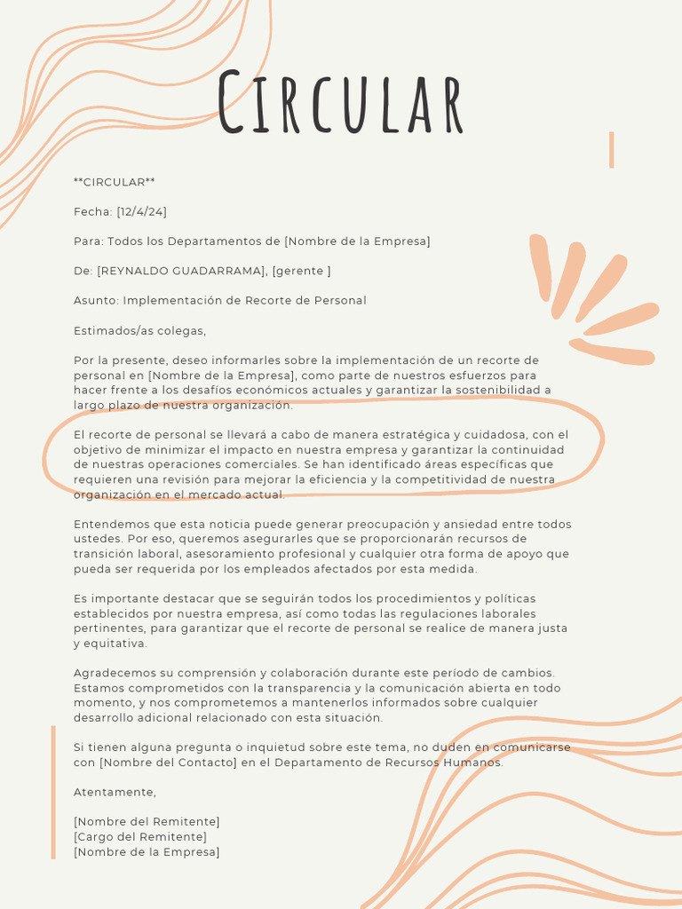 Circular | PDF | Business | Gestión de recursos humanos