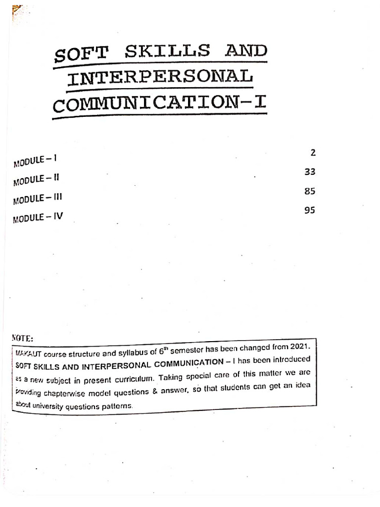 Soft Skills and Interpersonal Communication - I | PDF