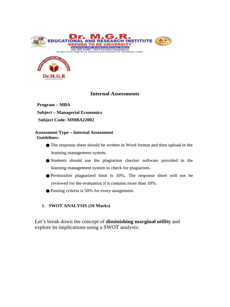 Managerial Economics-Assignment 1 | PDF