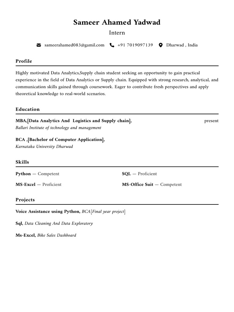 Sameer Ahamed Resume | PDF