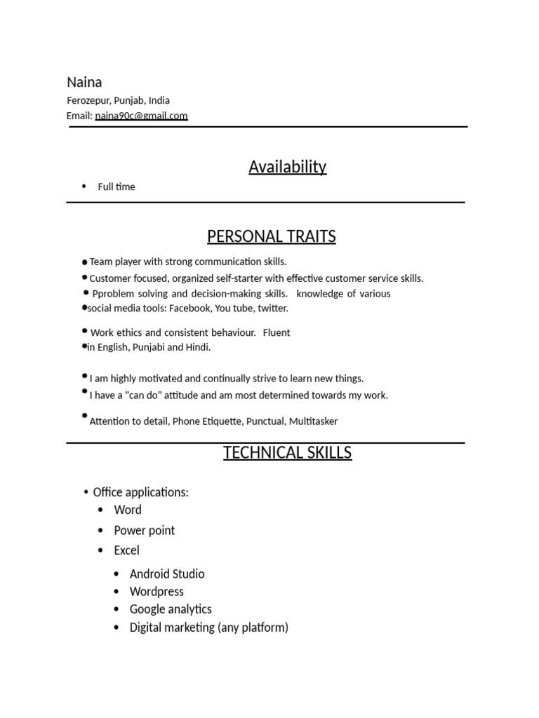 Naina Resume | PDF