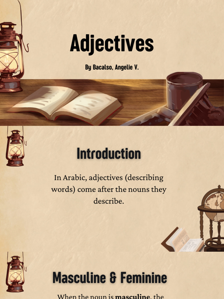 Arabic Adjective Placement Guide | PDF | Grammatical Gender | Adjective