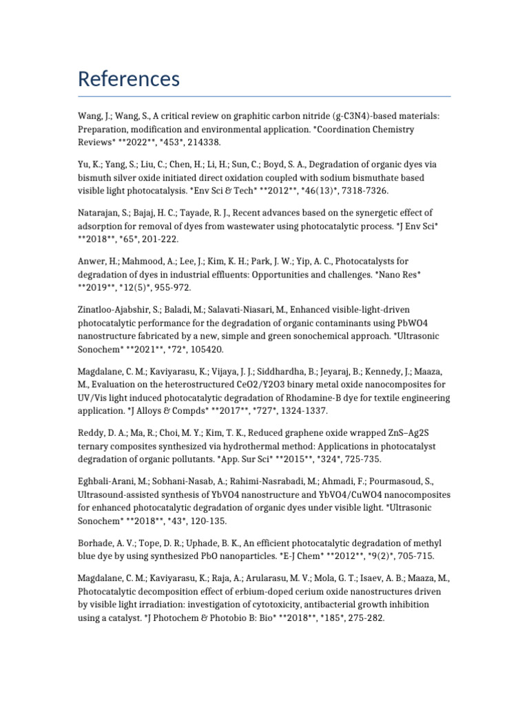 References - List of Chemical Reaction Journal and Papers | PDF ...