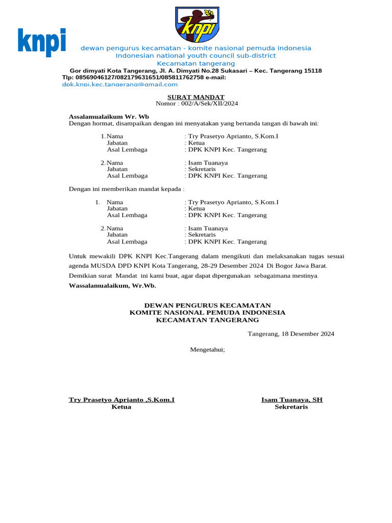 Surat Mandat Rapimda | PDF