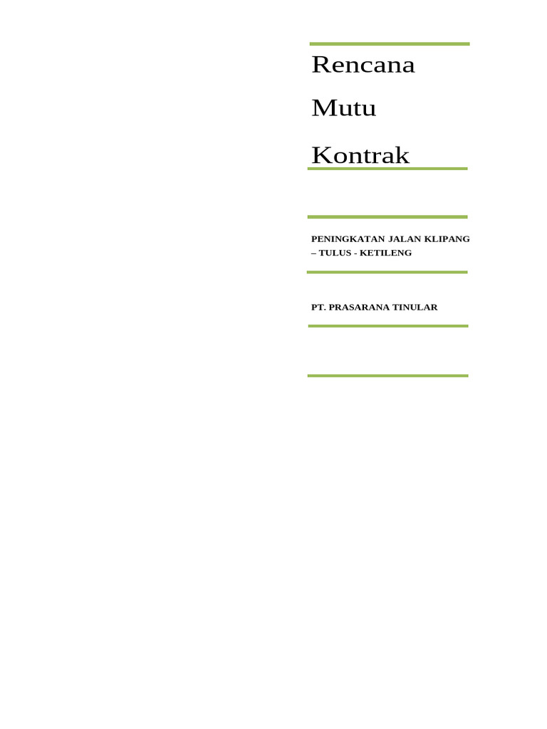 Rencana Mutu Kontrak | PDF