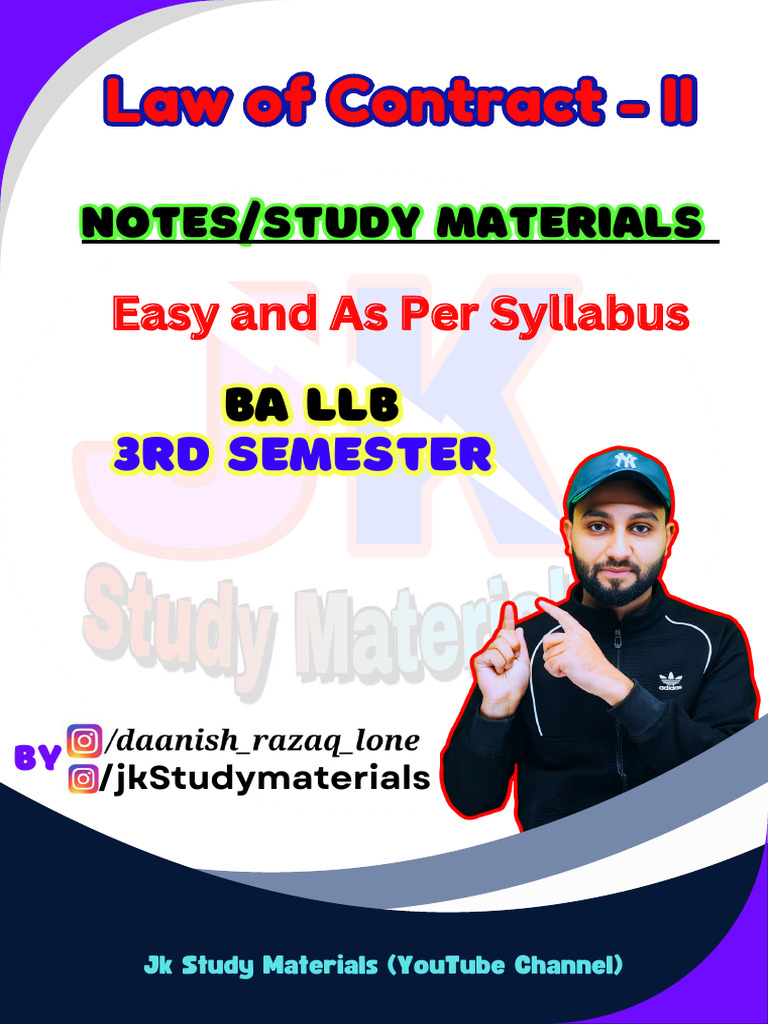 BA LLB 3rd Sem Law of Contract II Notes | PDF | Guarantee | Indemnity