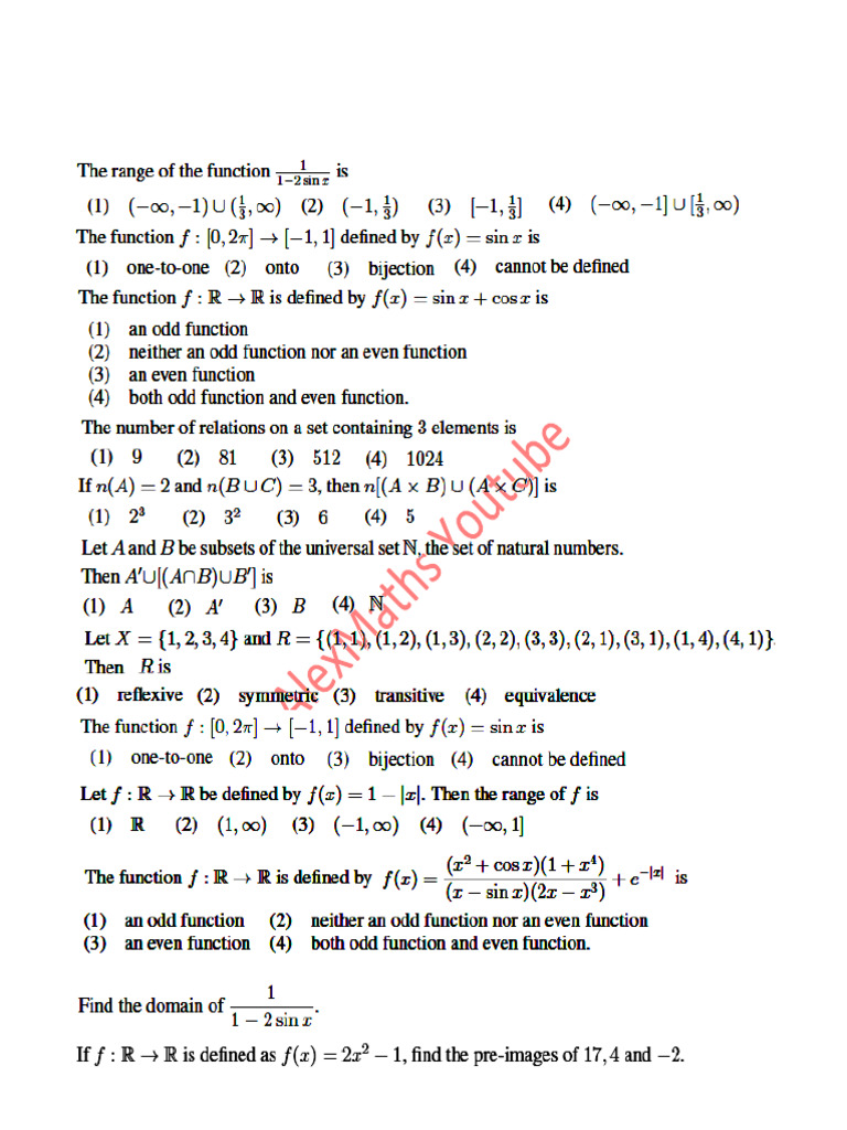 Class 11 Maths Test Sets And Functions Pdf