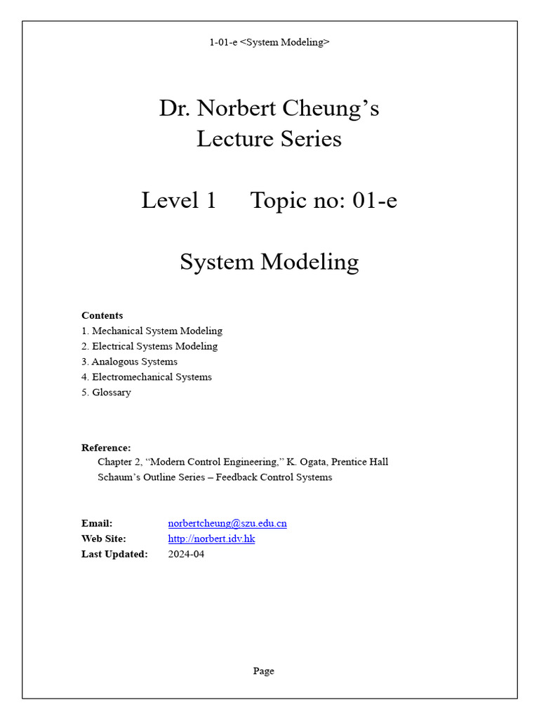 1 01 e System Modeling | PDF | Torque | Inductance