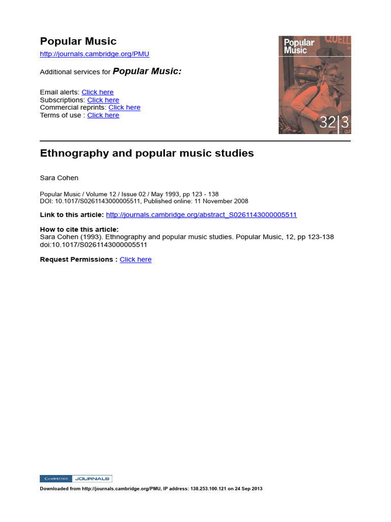 Ethnography_and_Popular_Music_Studies | PDF | Ethnography | Anthropology