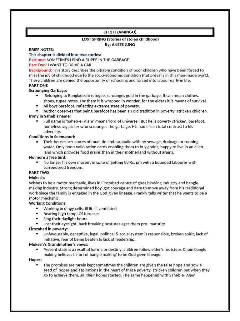 Lost Spring NOTES | PDF