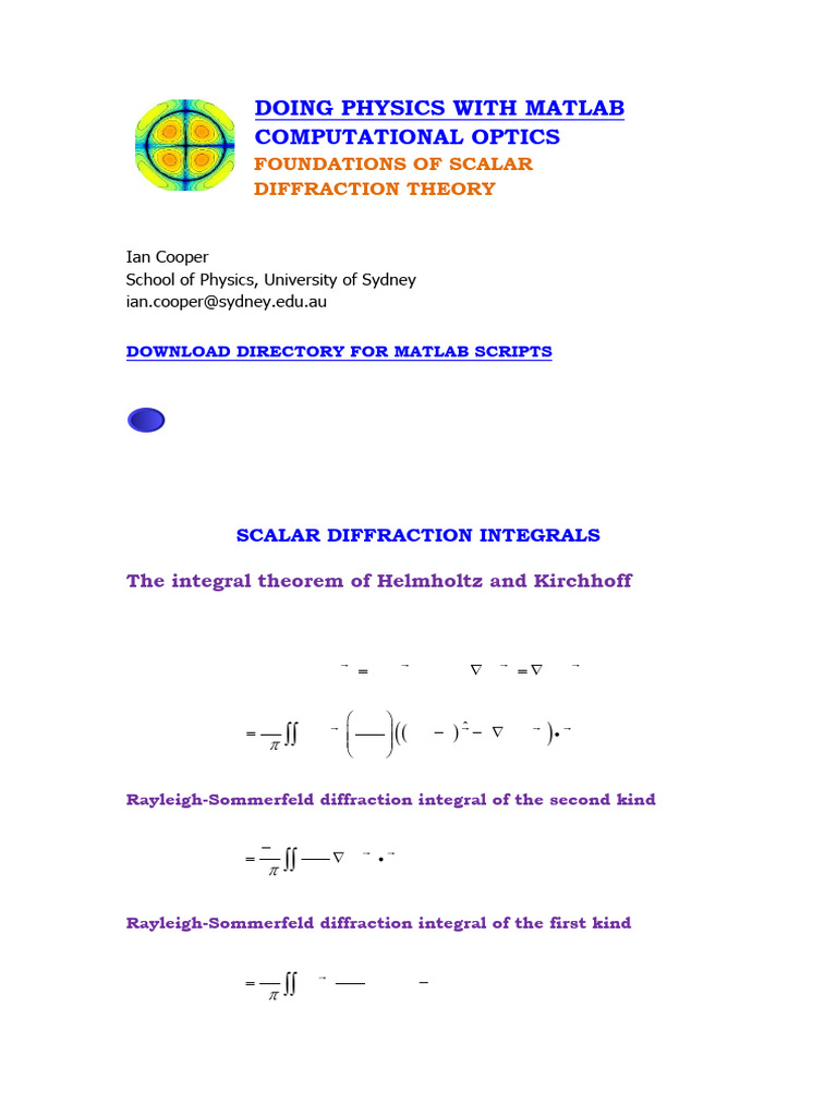 op_diffraction_integrals_theory | PDF | Diffraction | Sphere