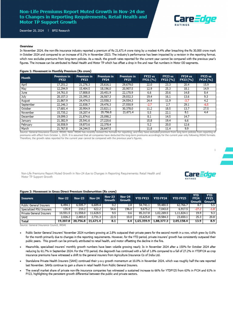Non-Life_Insurance_Update_for_November_2024 | PDF | Insurance | Economies
