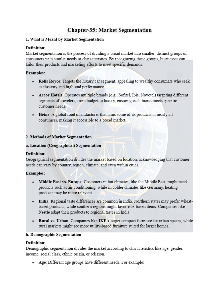O LVL - Bus - Chapter-35 - Marketing Segmentation | PDF | Market Segmentation | Brand