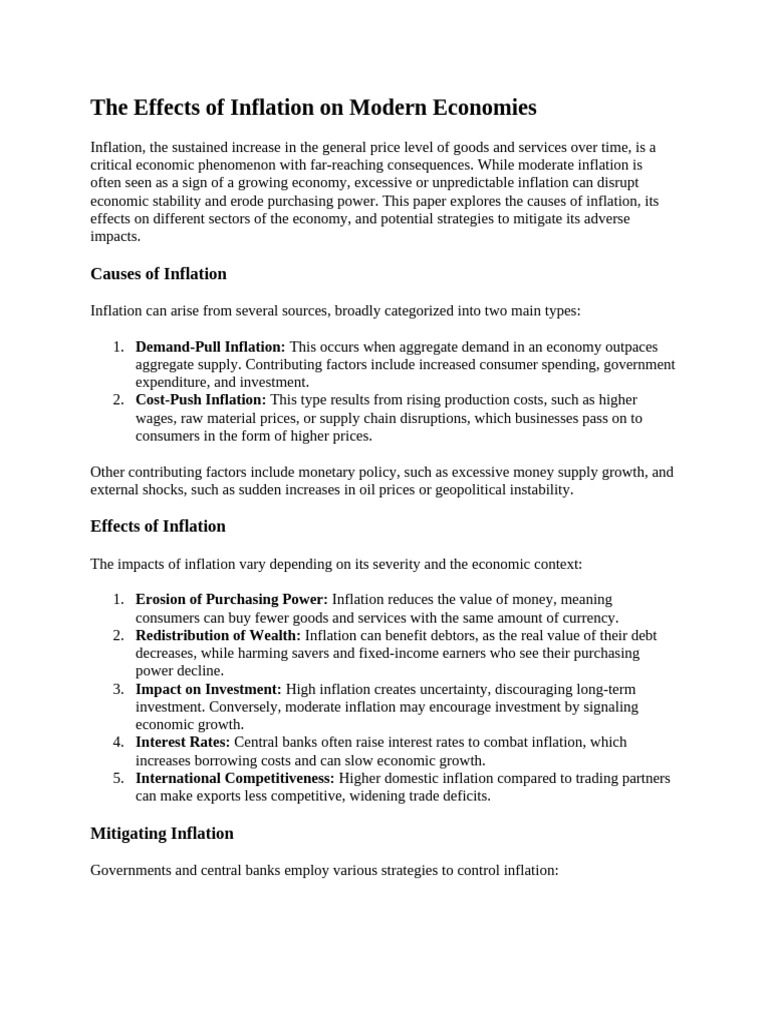 The Effects of Inflation On Modern Economies | PDF | Inflation ...