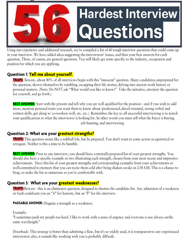 Top 50 Interview Questions & Answers | PDF | Social Psychology | Psychology