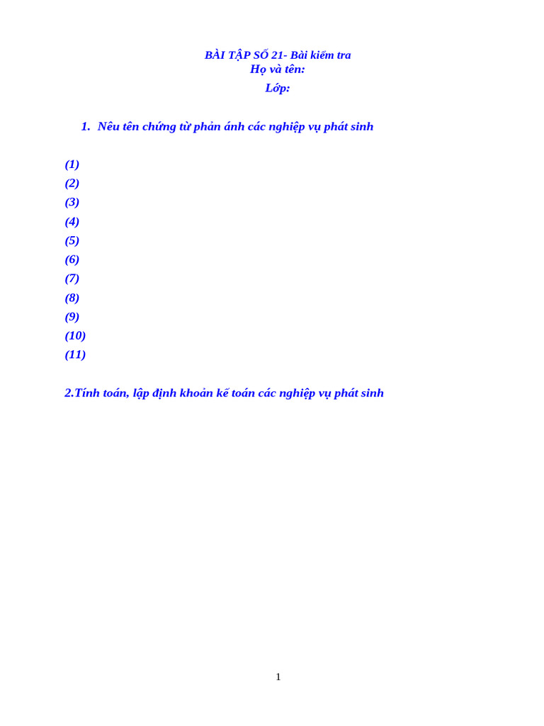 BÀI TẬP SỐ 21 Để Gửi Cho SV | PDF