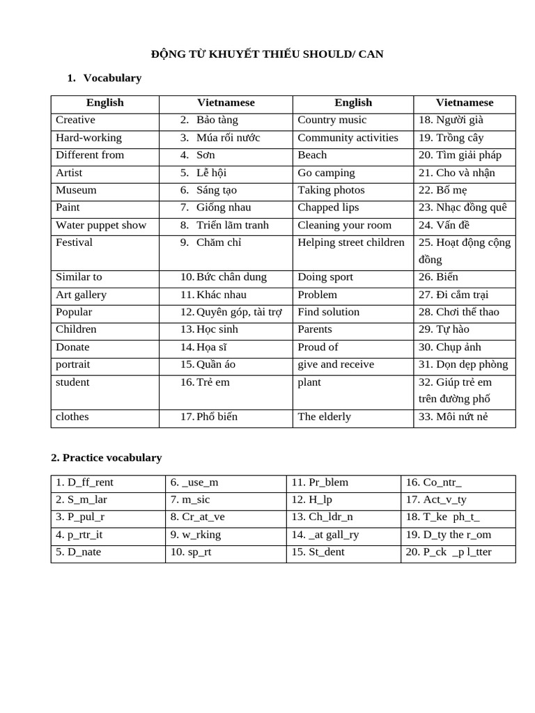 MODAL VERB SHOULD, CAN | PDF | Vietnam
