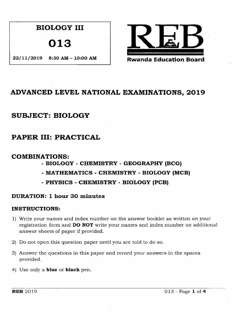 2019 Biology Practical BCG MCB PCB | PDF