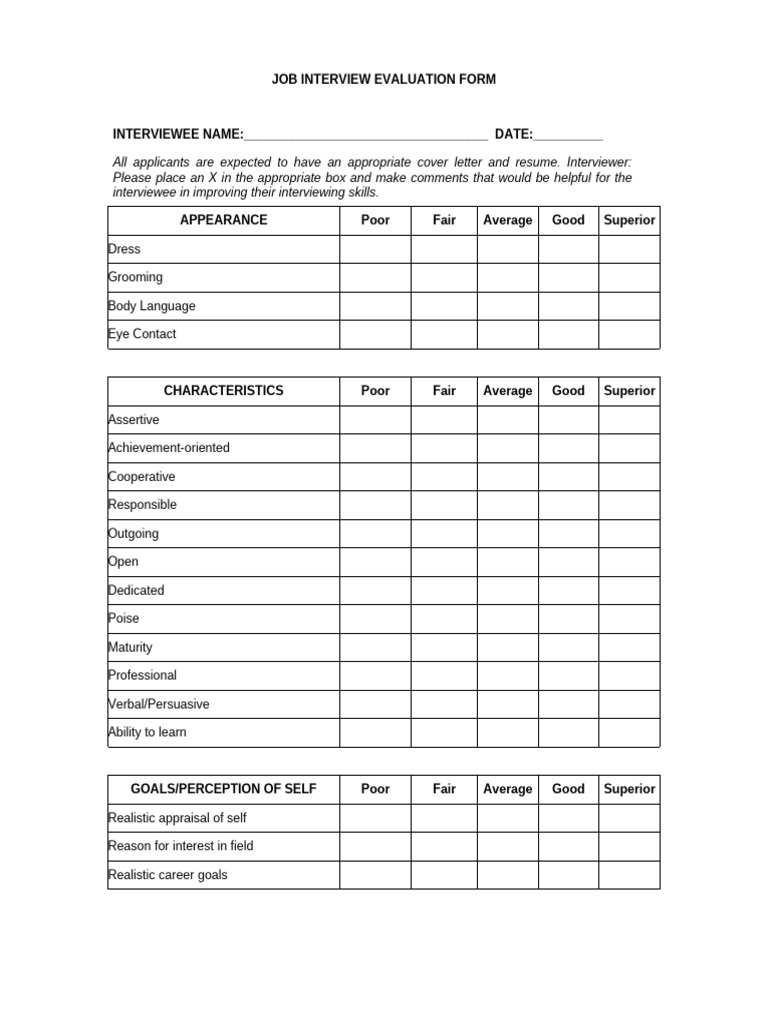 Job Candidate Interview Evaluation Form_ | PDF