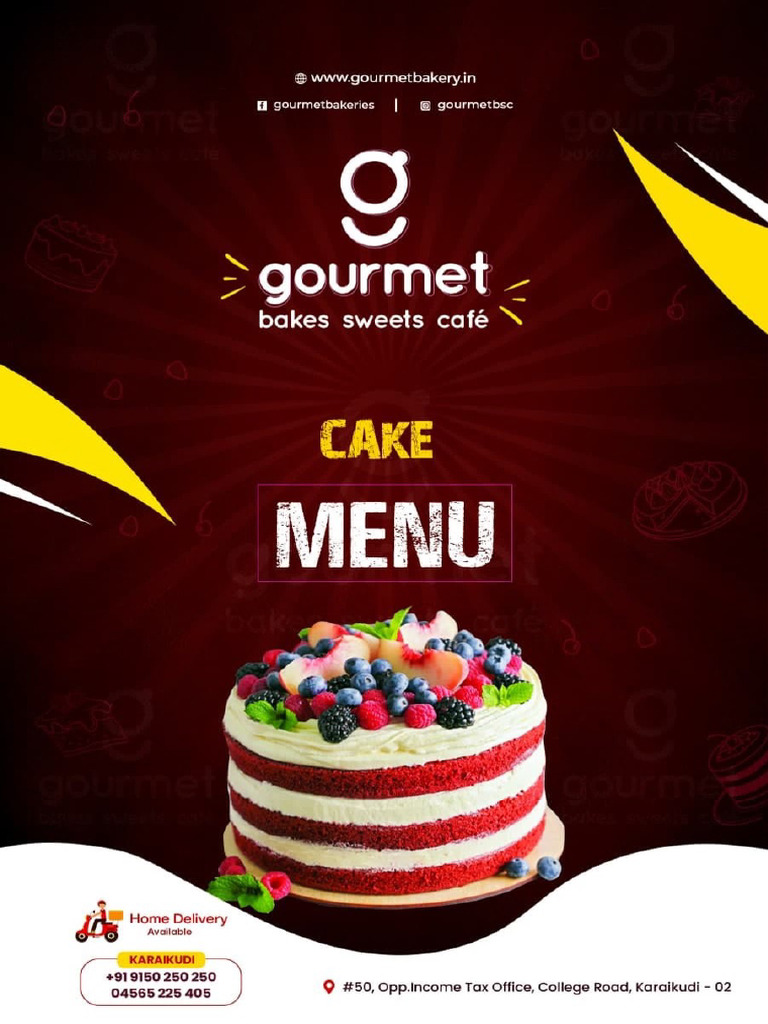 Gourmet Cake Menu New | PDF