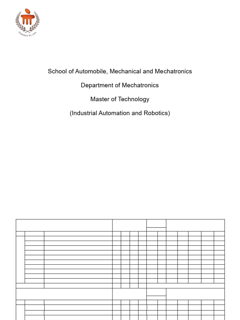 MTech Industrial Automation and Robotics - Scheme - Syllabus - Revised - Final | PDF | Numerical ...