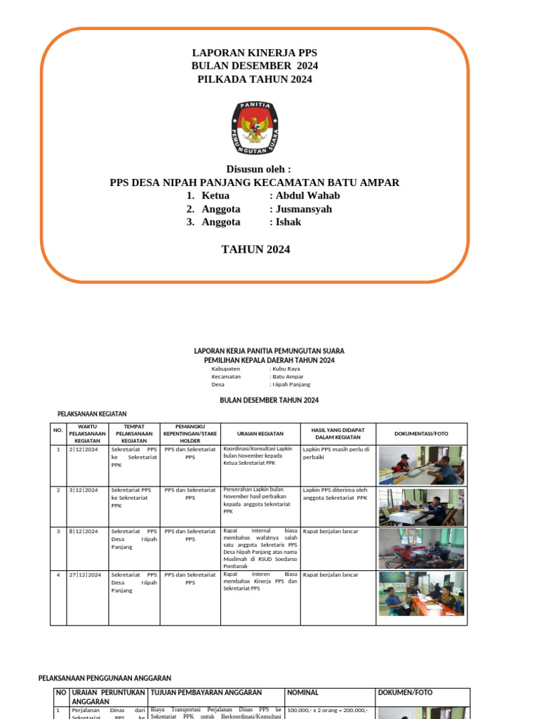 Laporan Kinerja PPS Desember 2024 | PDF