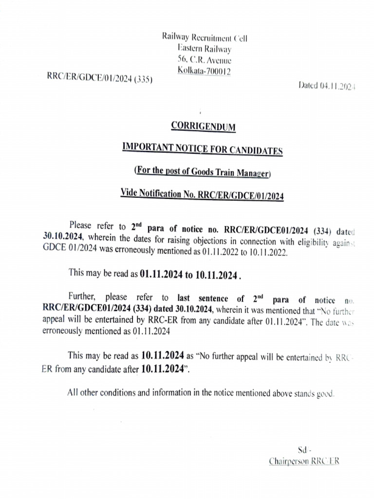 Corrigendum GDCE 01 - 2024 | PDF