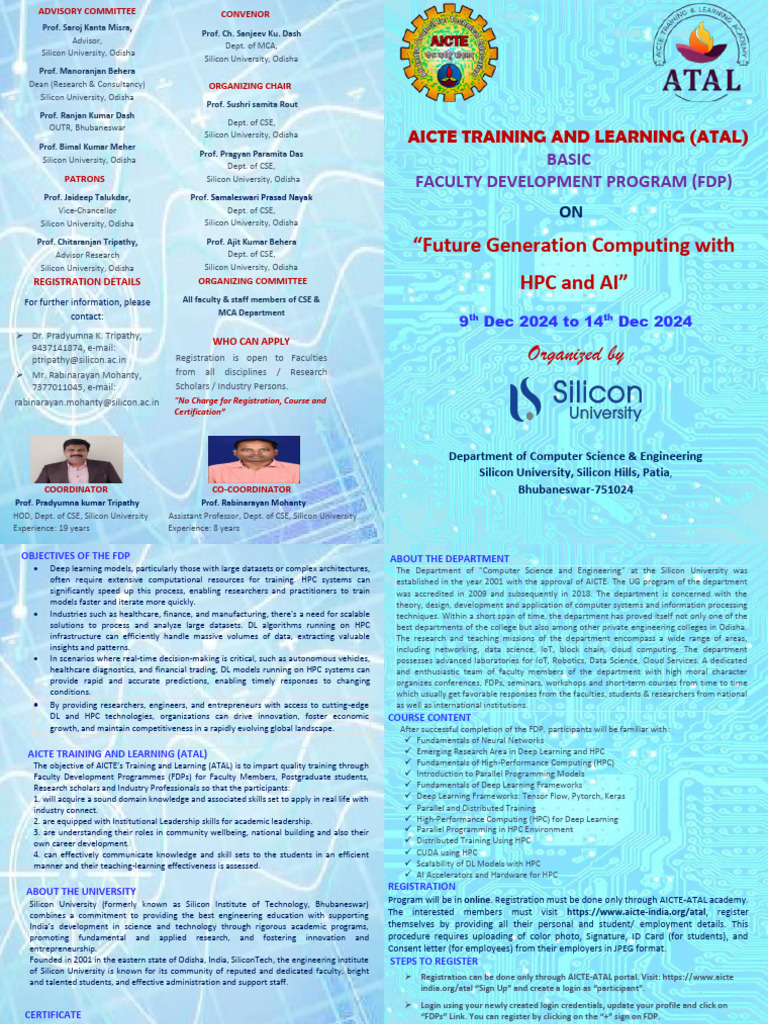 ATAL FDP-HPC-Brochure & Schedule-Dec-2024 | PDF | Supercomputer ...
