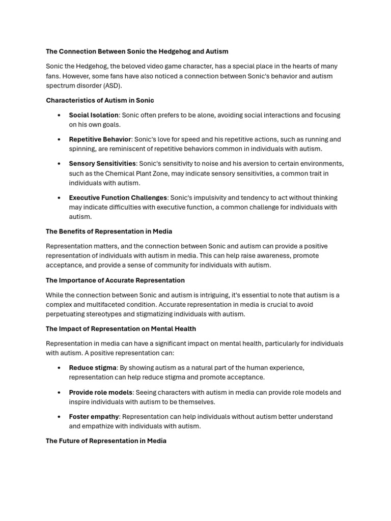 The Connection Between Sonic The Hedgehog and Autism | PDF | Autism ...