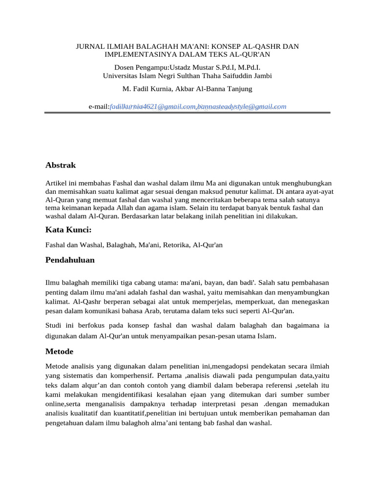 Fashal dan Washal dalam Al-Qur'an | PDF