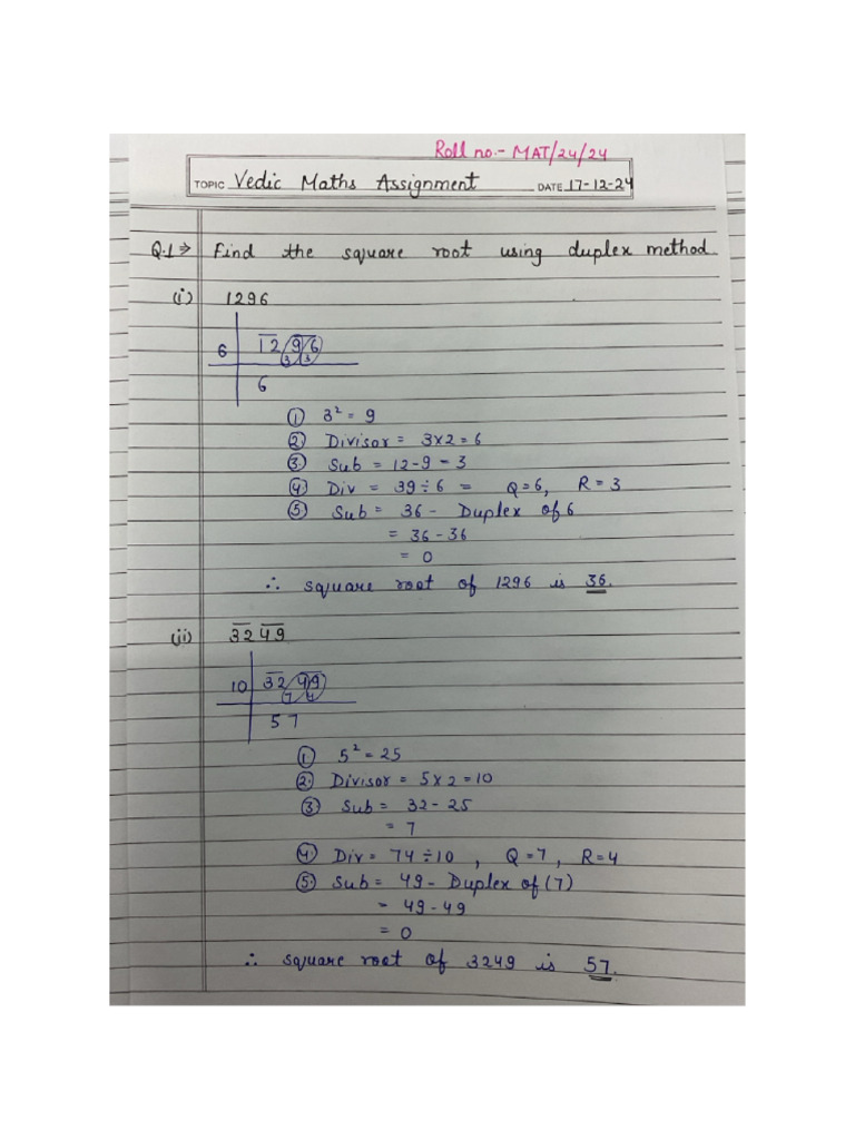Vedic Maths Assignment | PDF