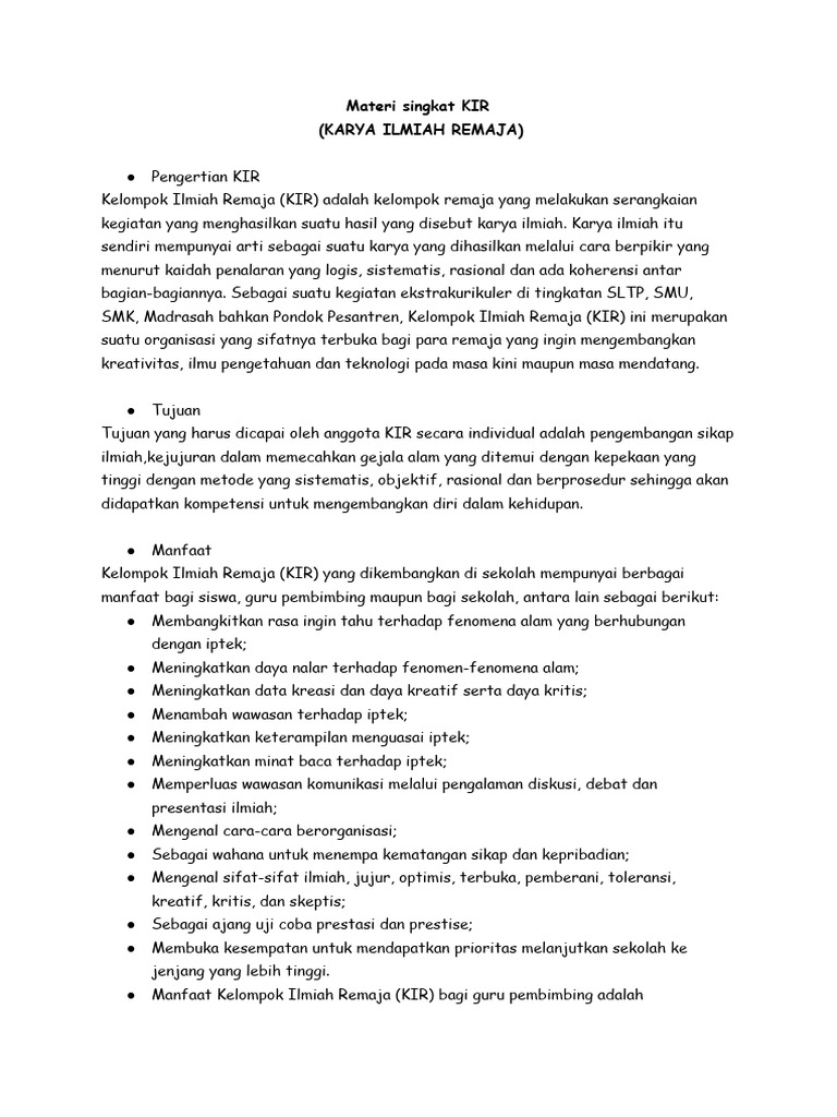 Rangkuman Materi KIR | PDF